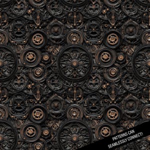 Steampunk Digital Paper: Seamless Vintage Victorian Brass Cogs and ...