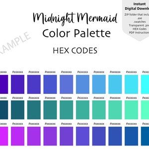 Midnight Mermaid Procreate & Adobe Digital Color Palette | Instant ...