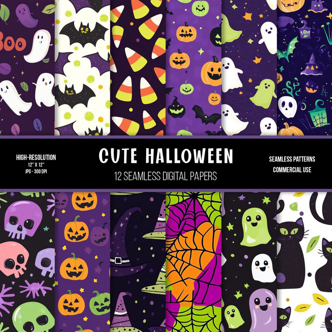 Cute Halloween Seamless Digital Paper | Classic Halloween | Commercial ...