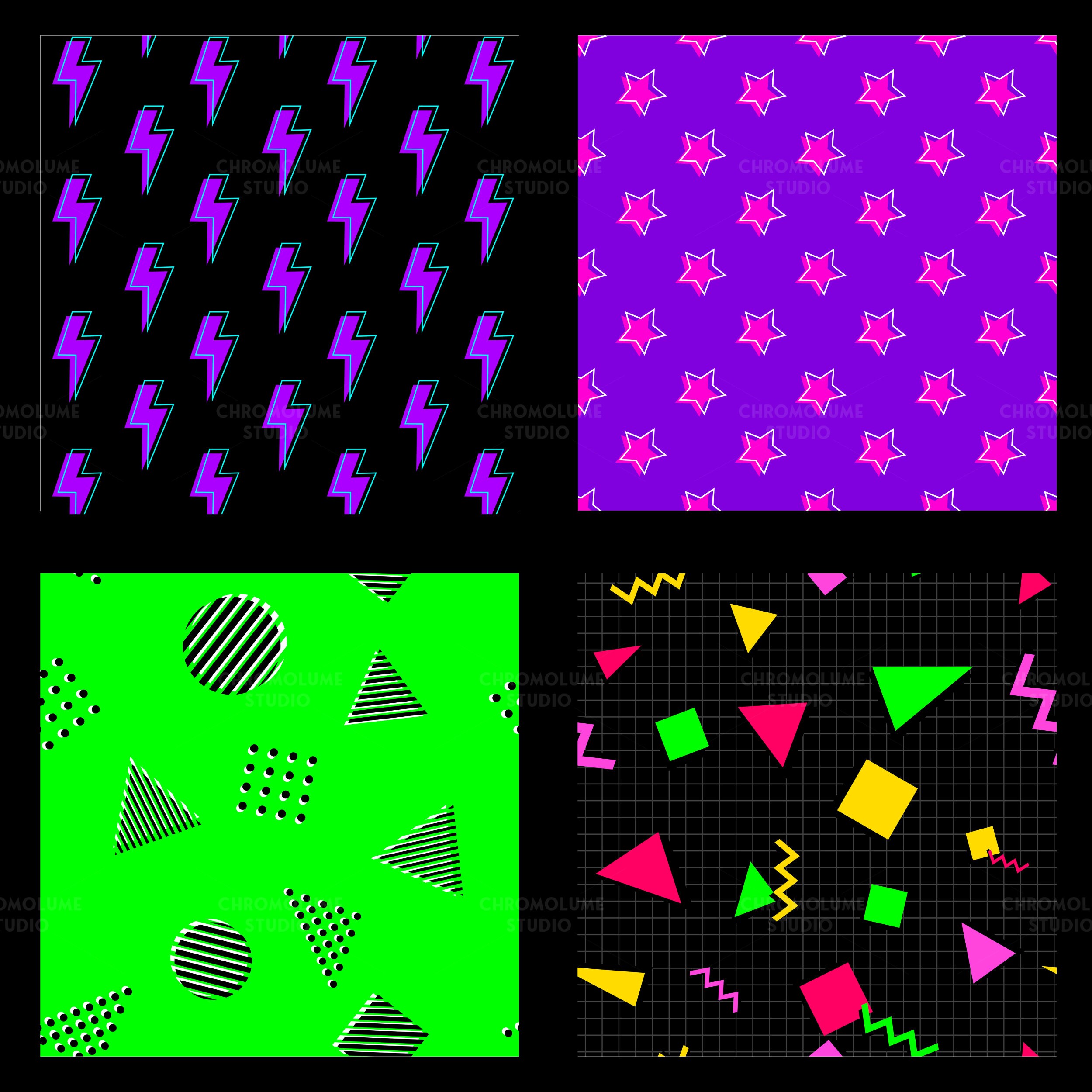 90s Neon Shapes Seamless Digital Paper | Commercial Use | High ...