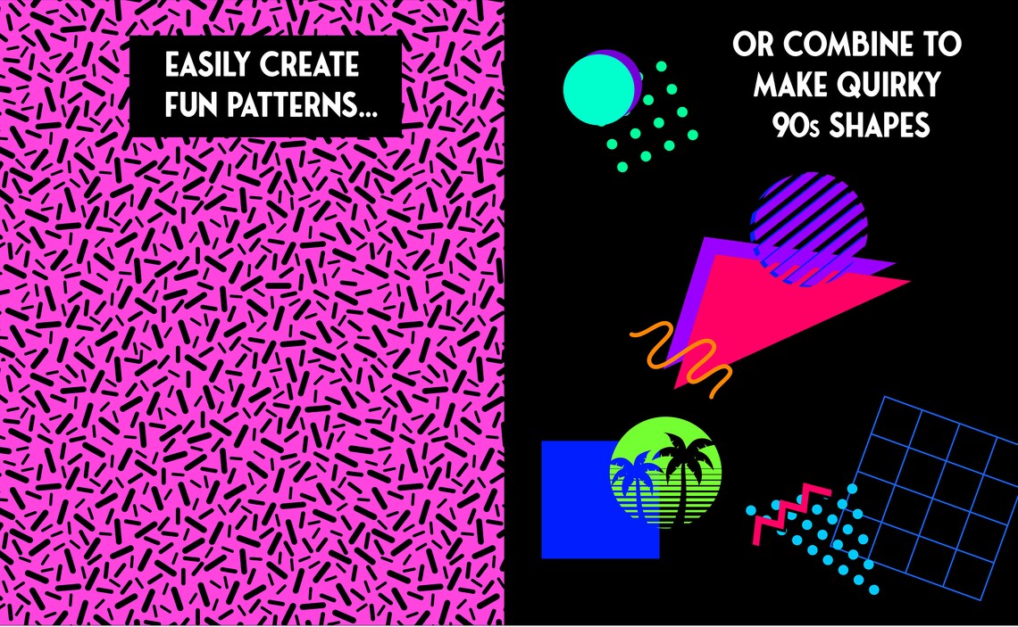 90s Neon Nostalgia Graphic Elements | Vector | Clip Art | PNG | SVG ...