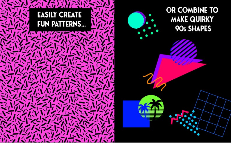 90s Neon Nostalgia Graphic Elements | Vector | Clip Art | PNG | SVG ...