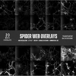 White Spider Web Overlays: 20 Seamless PNG Textures (digital Download ...