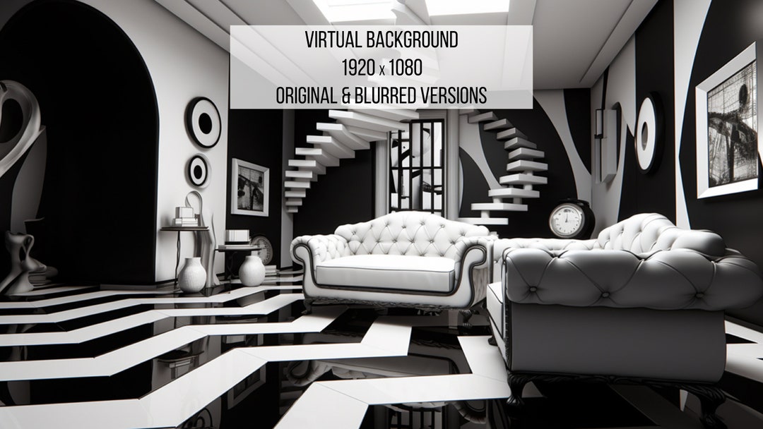 Geometric Black & White Virtual Meeting Background | Zoom | Microsoft ...