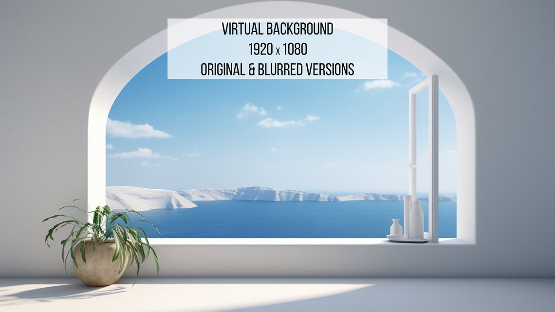 Santorini Virtual Background: Greece Coastal View (digital Download) - Etsy