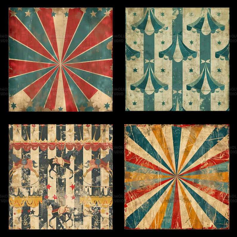 Distressed Vintage Circus Digital Paper | Commercial Use | High ...