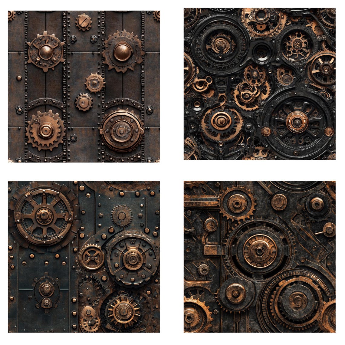 Steampunk Digital Paper: Seamless Vintage Victorian Brass Cogs and ...