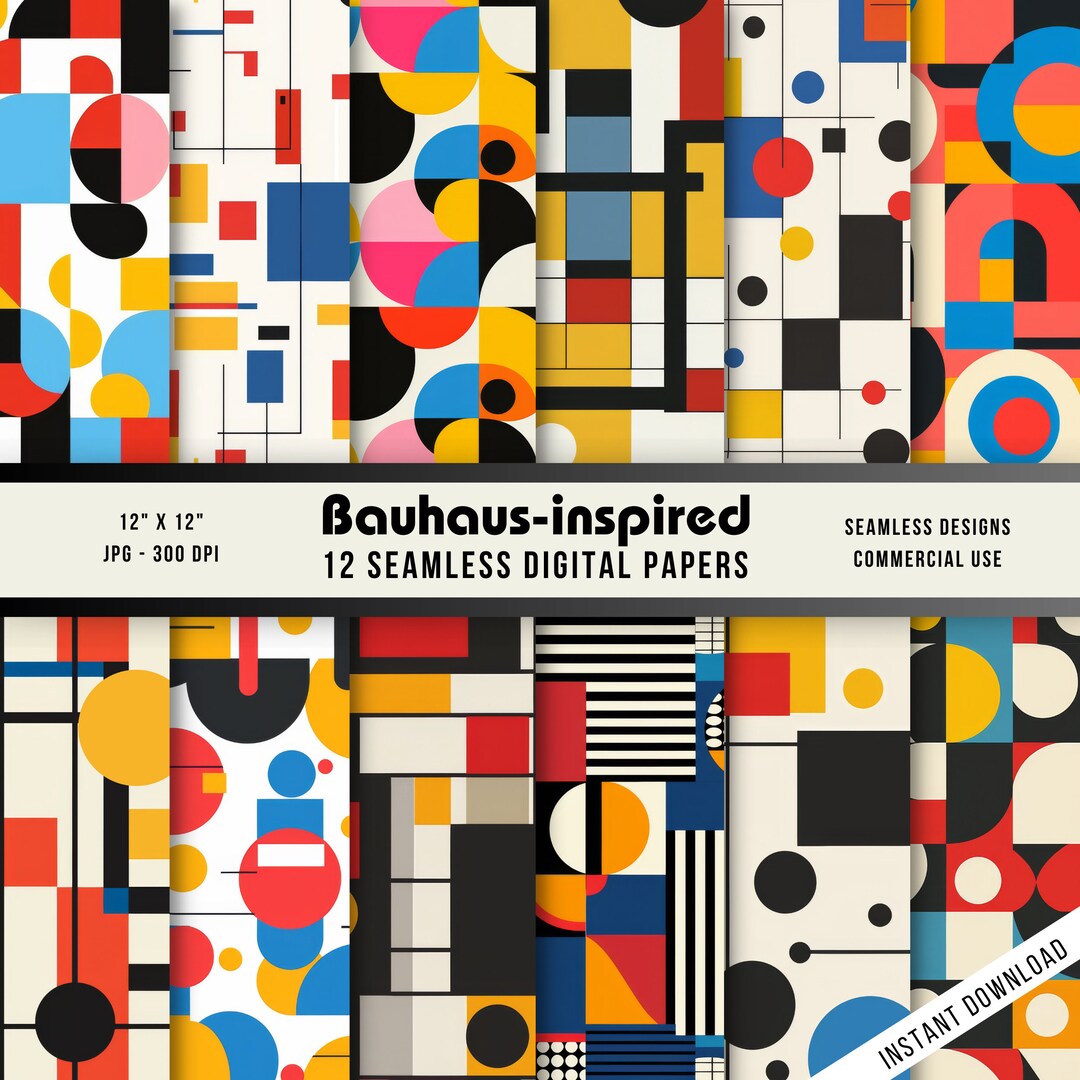 Bauhaus-inspired Digital Paper: Seamless Geometric Abstract Art ...