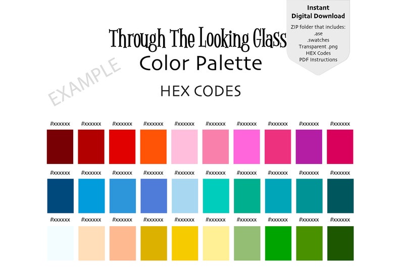 Through the Looking Glass Digital Color Palette: 30 Funky Hues for ...