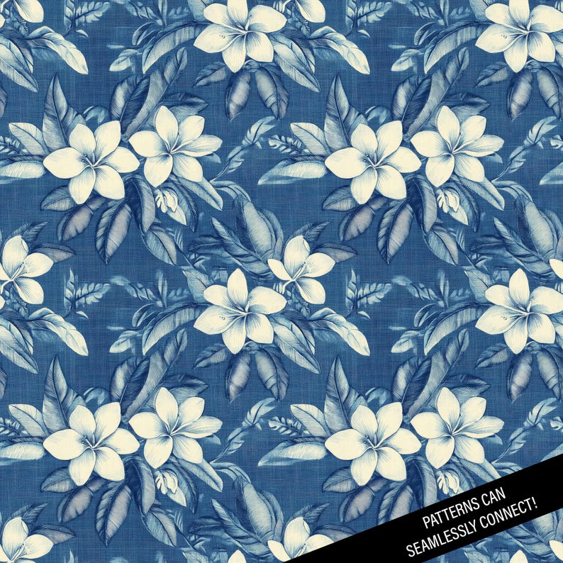 Monochromatic Hawaiian Floral Print: Seamless Tropical Patterns ...