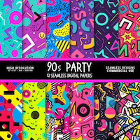 90s Elements Clipart Bundle, Retro 90s Clipart, Nineties Nostalgia, 90s ...
