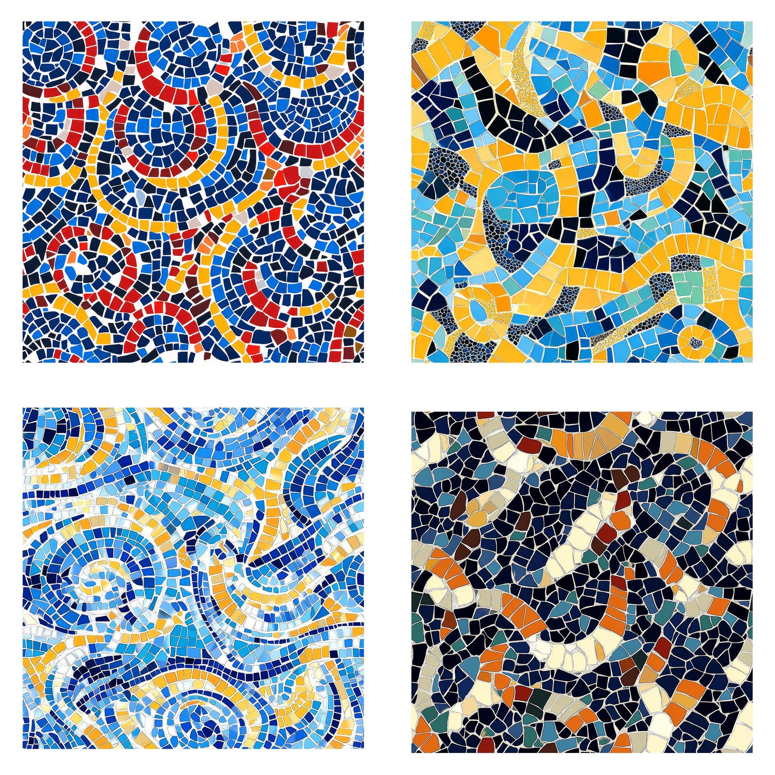 Gaudi-inspired Mosaic Tiles Digital Paper: Spanish Art Seamless ...