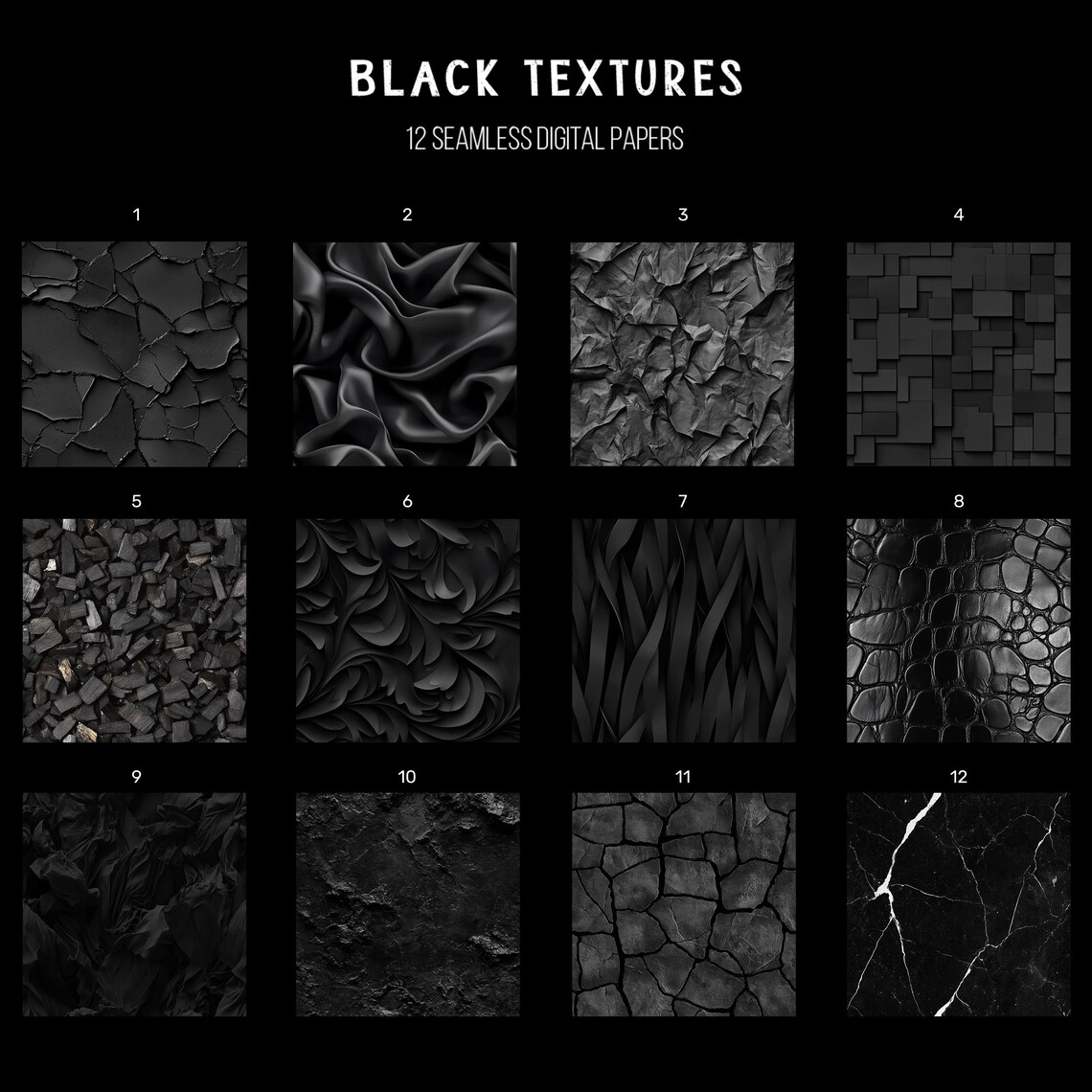 Black Textures Digital Paper: Seamless Patterns (digital Download) - Etsy