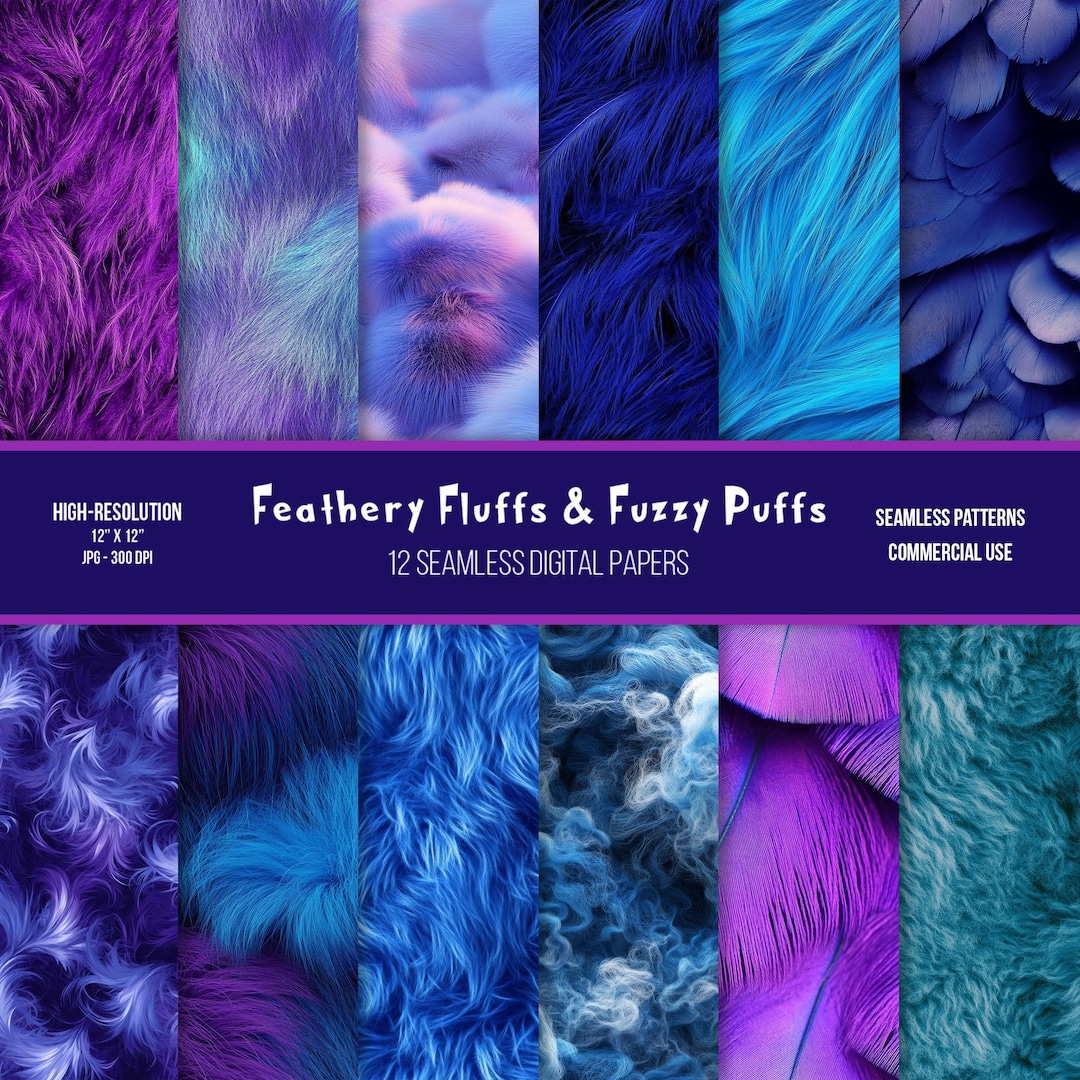 Feathery Fluffs & Fuzzy Puffs Seamless Digital Paper | Commercial Use ...