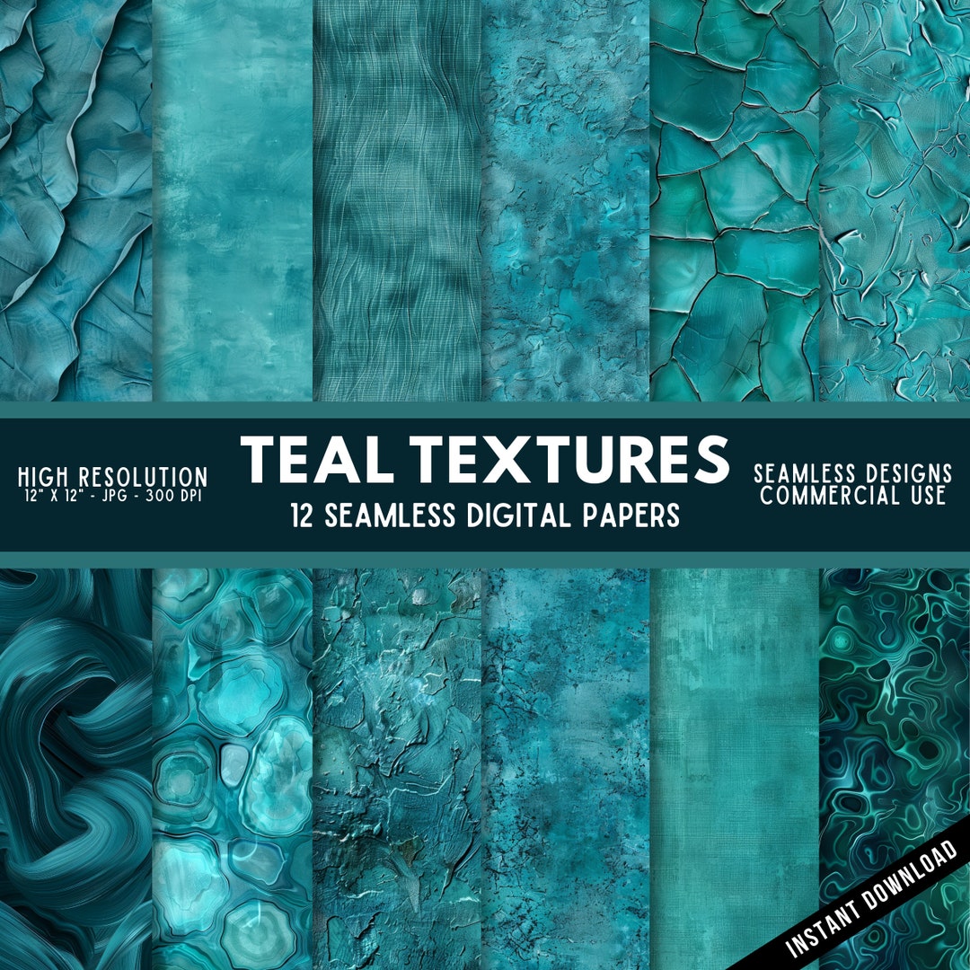 Teal Textures Digital Paper: Seamless Textured Patterns (digital ...