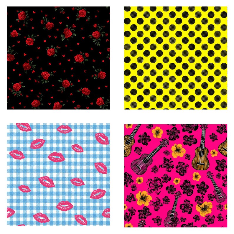 Retro Rockabilly Digital Paper: Seamless 50s Vintage Patterns (digital ...