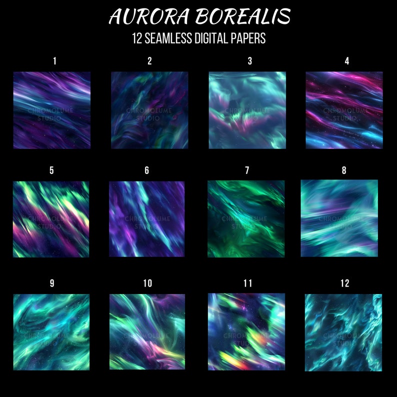Aurora Borealis Digital Paper: Seamless Night Sky Designs (digital ...