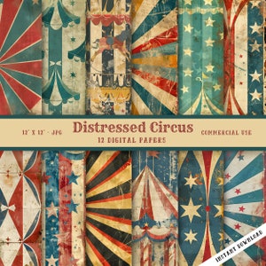 Distressed Vintage Circus Digital Paper | Commercial Use | High ...