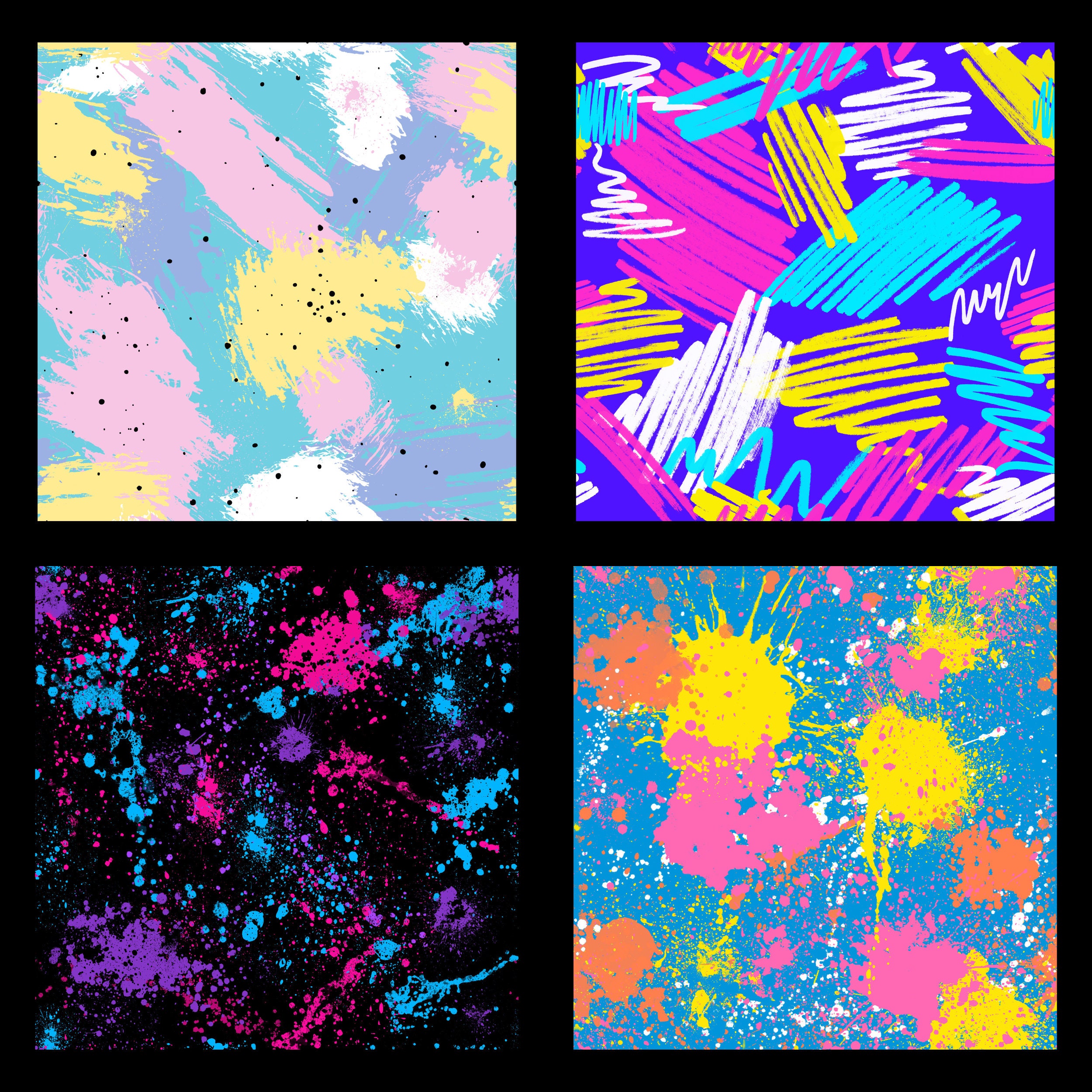 90s Remix: Abstract Splatter Art Seamless Digital Paper Commercial Use ...