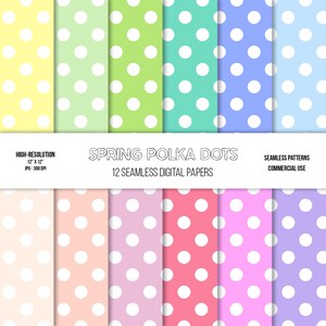 Spring Polka Dots Seamless Digital Paper | Commercial Use | High ...