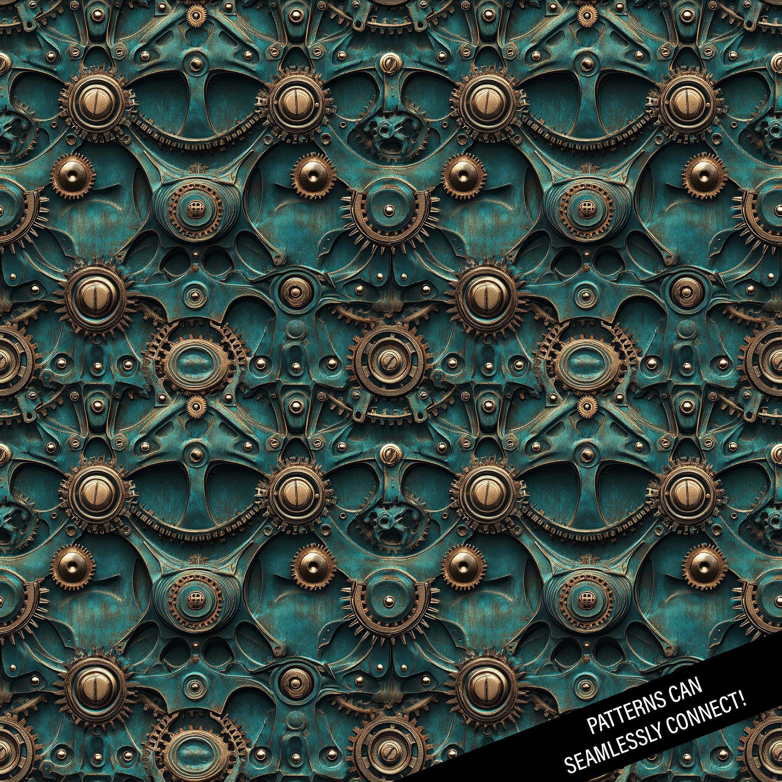 Steampunk Digital Paper: Seamless Vintage Victorian Brass Cogs and ...