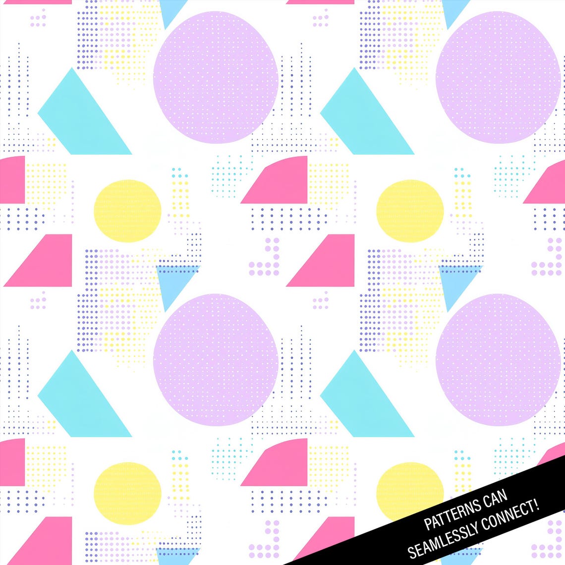 Memphis Style Digital Paper: Seamless 80s 90s Retro Geometric Patterns ...