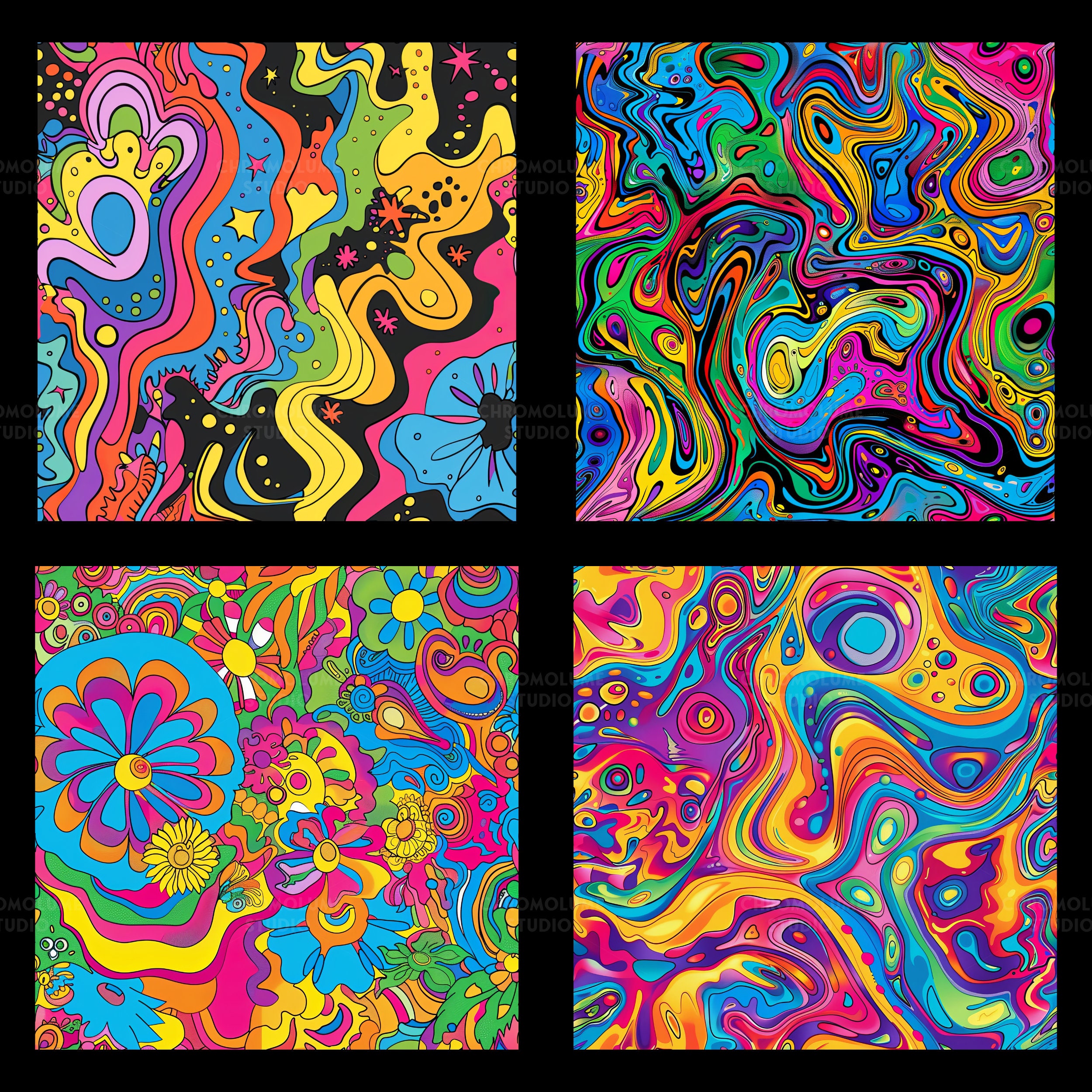 Psychedelic Voyage Seamless Digital Paper | Commercial Use | High ...