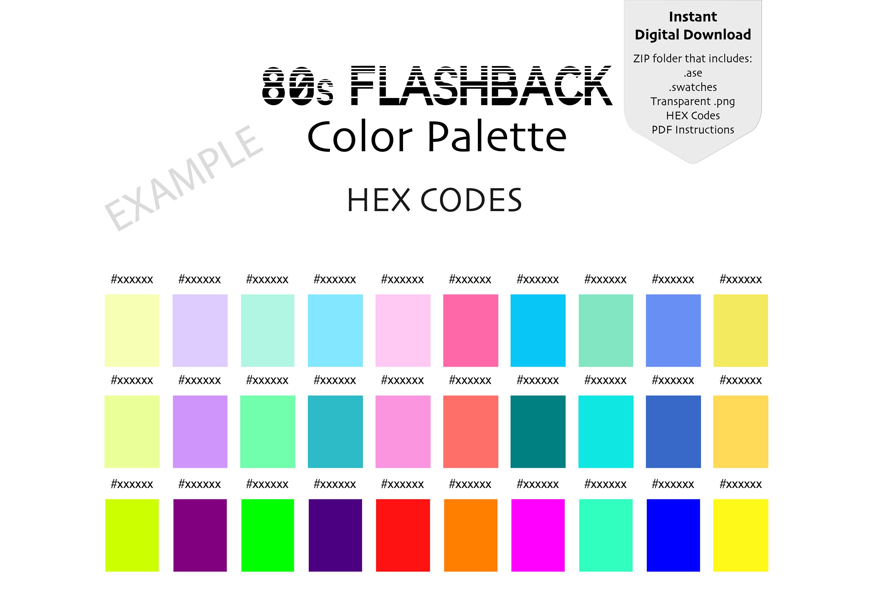 80s Flashback Procreate & Adobe Digital Color Palette Instant Download ...