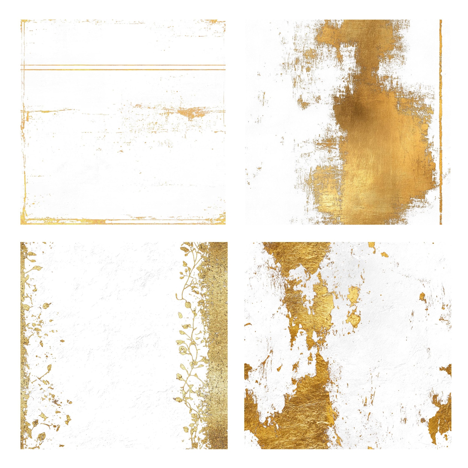 Gold Foil Grunge Texture Overlays: Seamless Patterns (digital Download ...