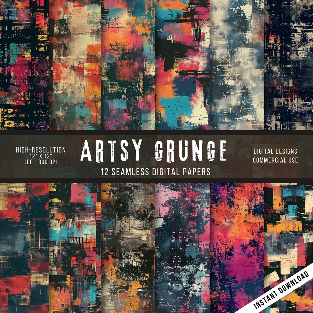 Artsy Grunge Digital Paper: Seamless Distressed Textures (digital ...