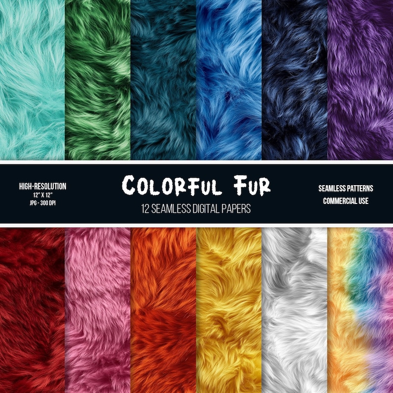 Colorful Fur Seamless Digital Paper | Commercial Use | High-resolution ...