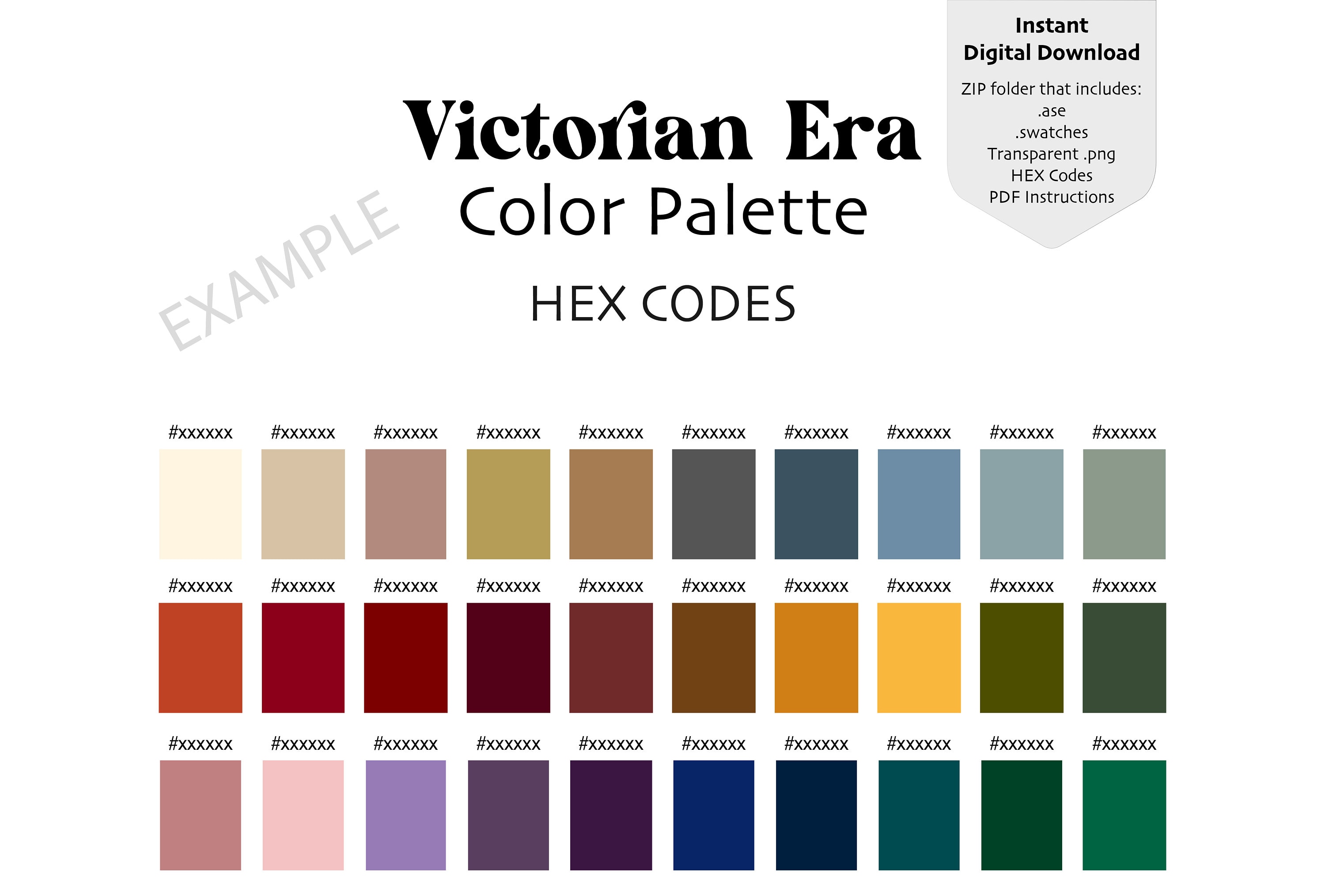 Victorian Era Procreate & Adobe Digital Color Palette | Instant ...