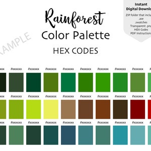 Rainforest Digital Color Palette: 30 Tropical Hues for Procreate ...