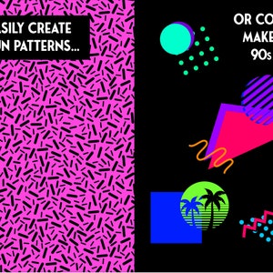 90s Neon Digital Bundle: Clip Art, Papers, Color Palette (commercial ...