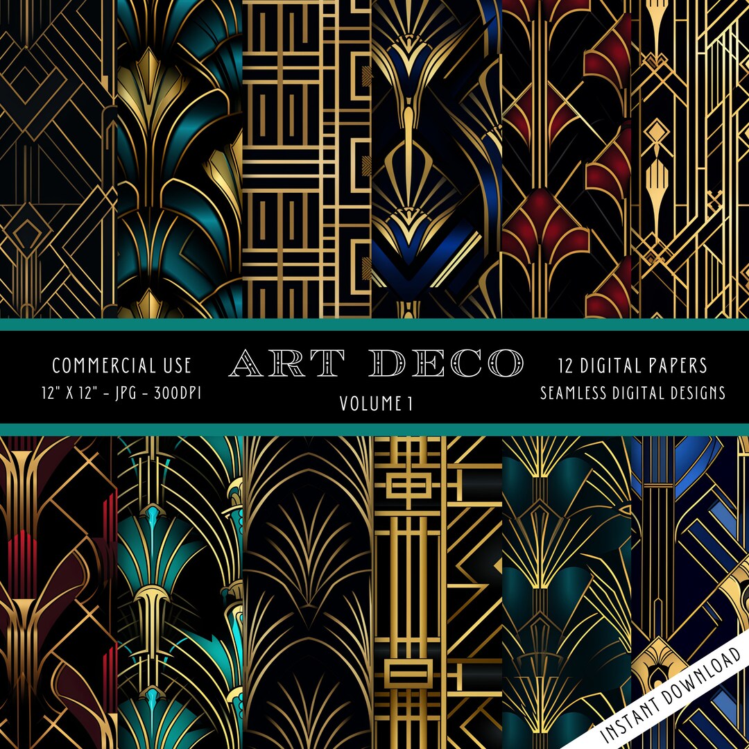 Art Deco Digital Paper: Seamless Vintage Roaring 20s Patterns (digital ...
