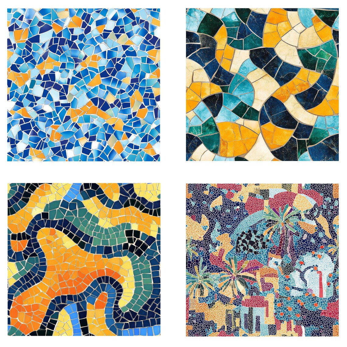 Gaudi-inspired Mosaic Tiles Digital Paper: Spanish Art Seamless ...