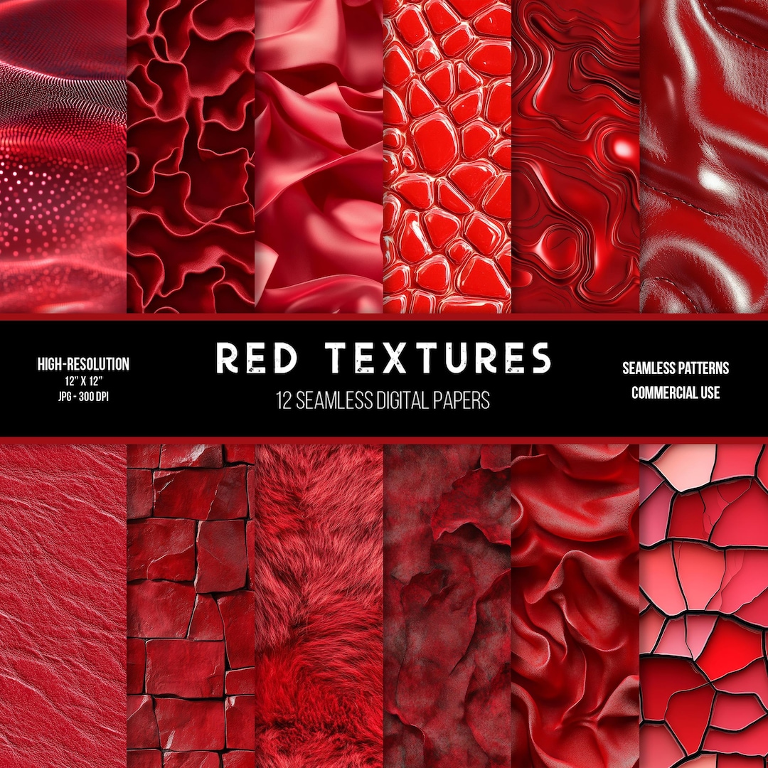 Red Textures Digital Paper: Seamless Textured Patterns (digital ...