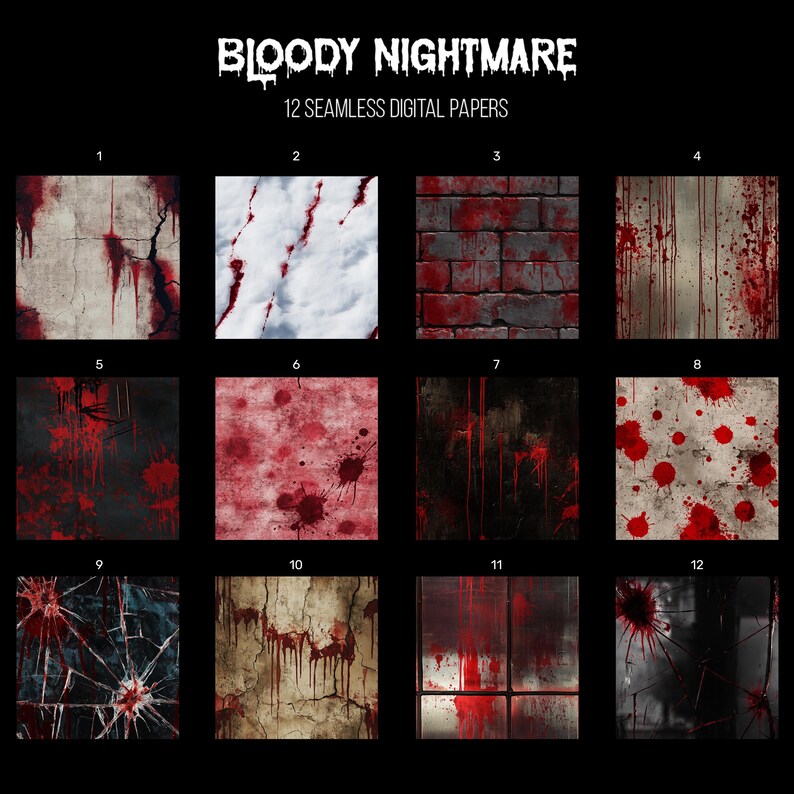 Bloody Nightmare Seamless Digital Paper | Horror Halloween | Commercial ...