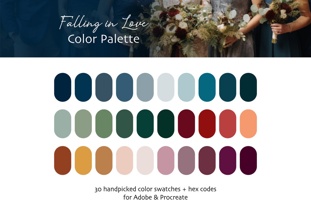 Falling in Love Wedding-inspired Procreate & Adobe Digital Color ...