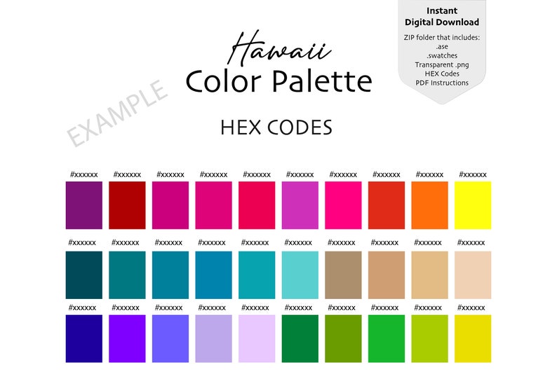 Hawaii Inspired Digital Color Palette: 30 Tropical Hues for Procreate ...