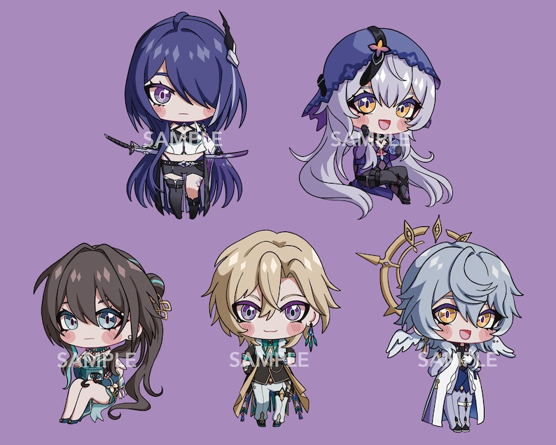 Honkai Star Rail HSR Aventurine Sunday Acheron Black Swan Run Mei Chibi ...