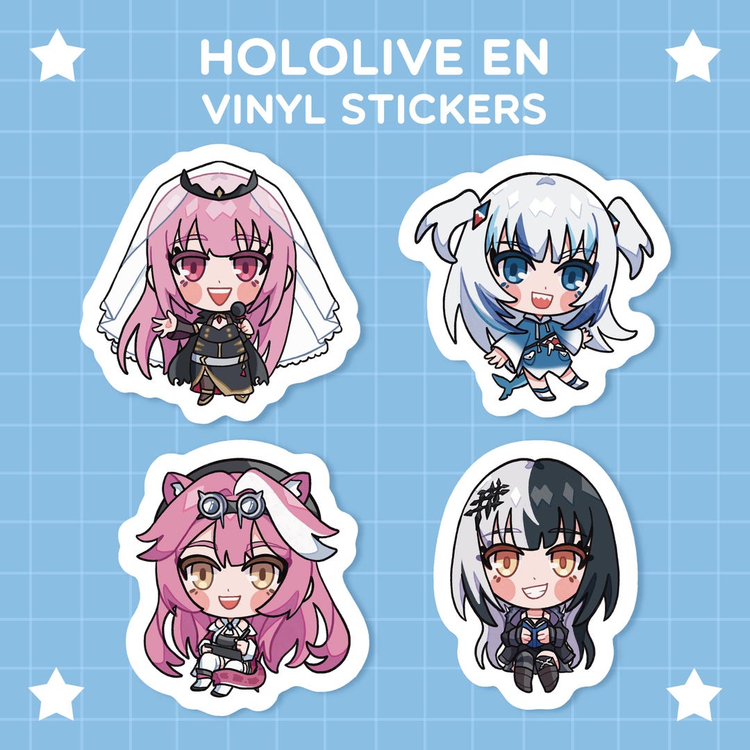 Hololive Vtuber Vinyl Stickers | Gawr Gura, Mori Calliope, Raora ...