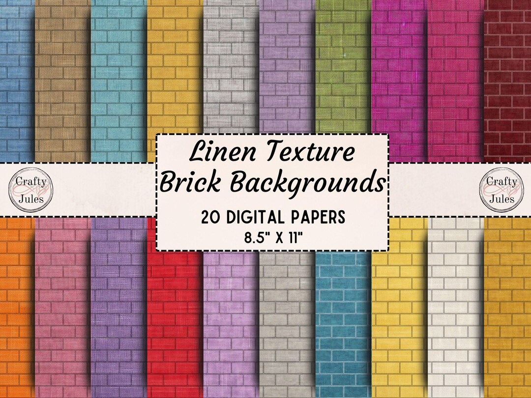 Linen Bricks Digital Paper 20 Printable Textured Effect Backgrounds ...