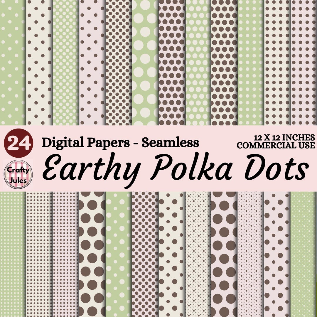 Earthy Pastel Polka Dot Seamless Patterns, Scrapbooking and Craft ...
