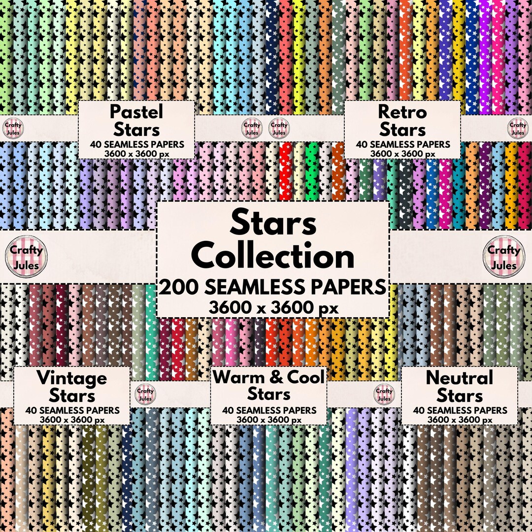 Stars Seamless Collection, 200 Digital Papers, Printable Patterns, Mega ...