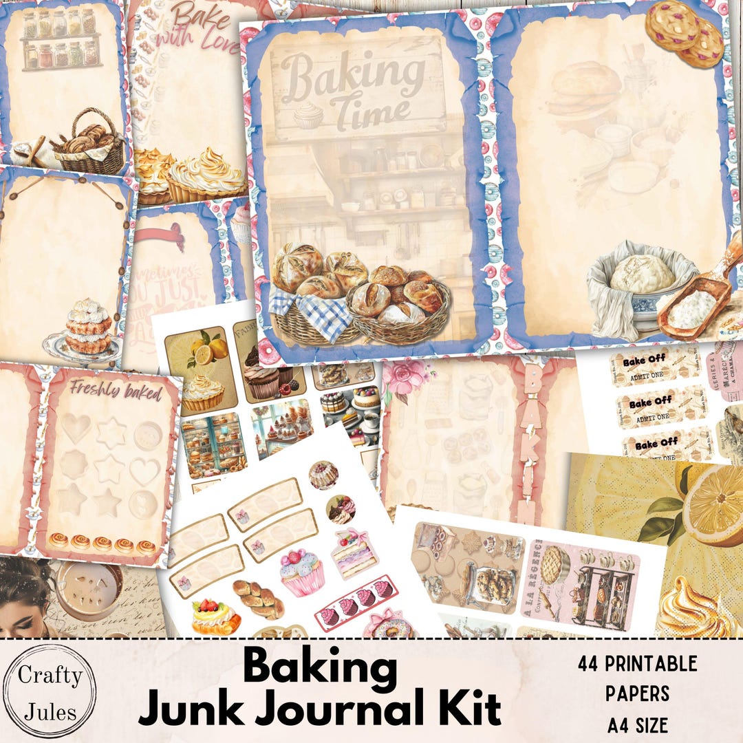 Baking Themed Digital Junk Journal Kit 44 Printable Pages, Journal ...