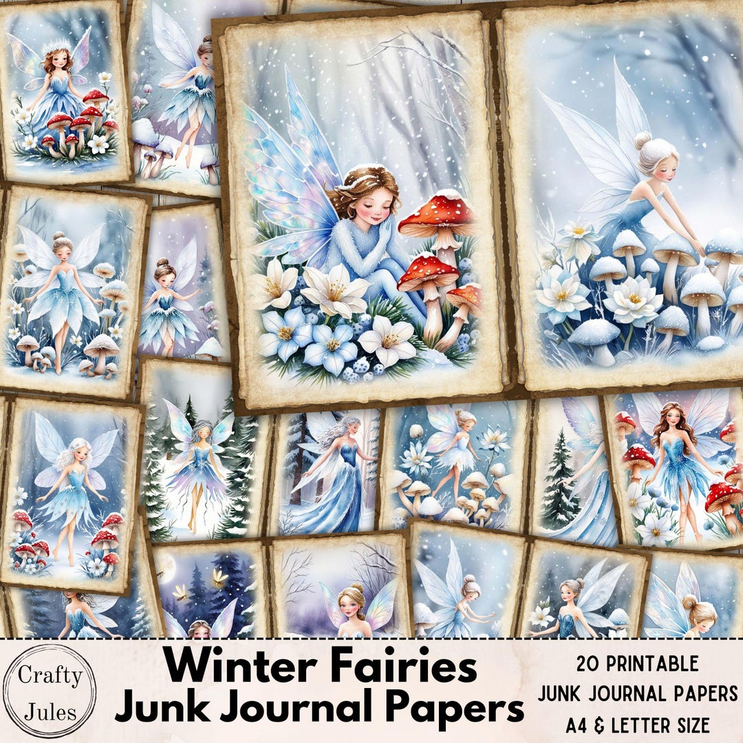 Winter Fairies Printable Junk Journal Papers – 20 Digital Fantasy Pages ...