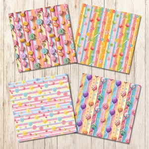 Candy Digital Seamless Patterns, Printable Lollipop Tiled Papers ...