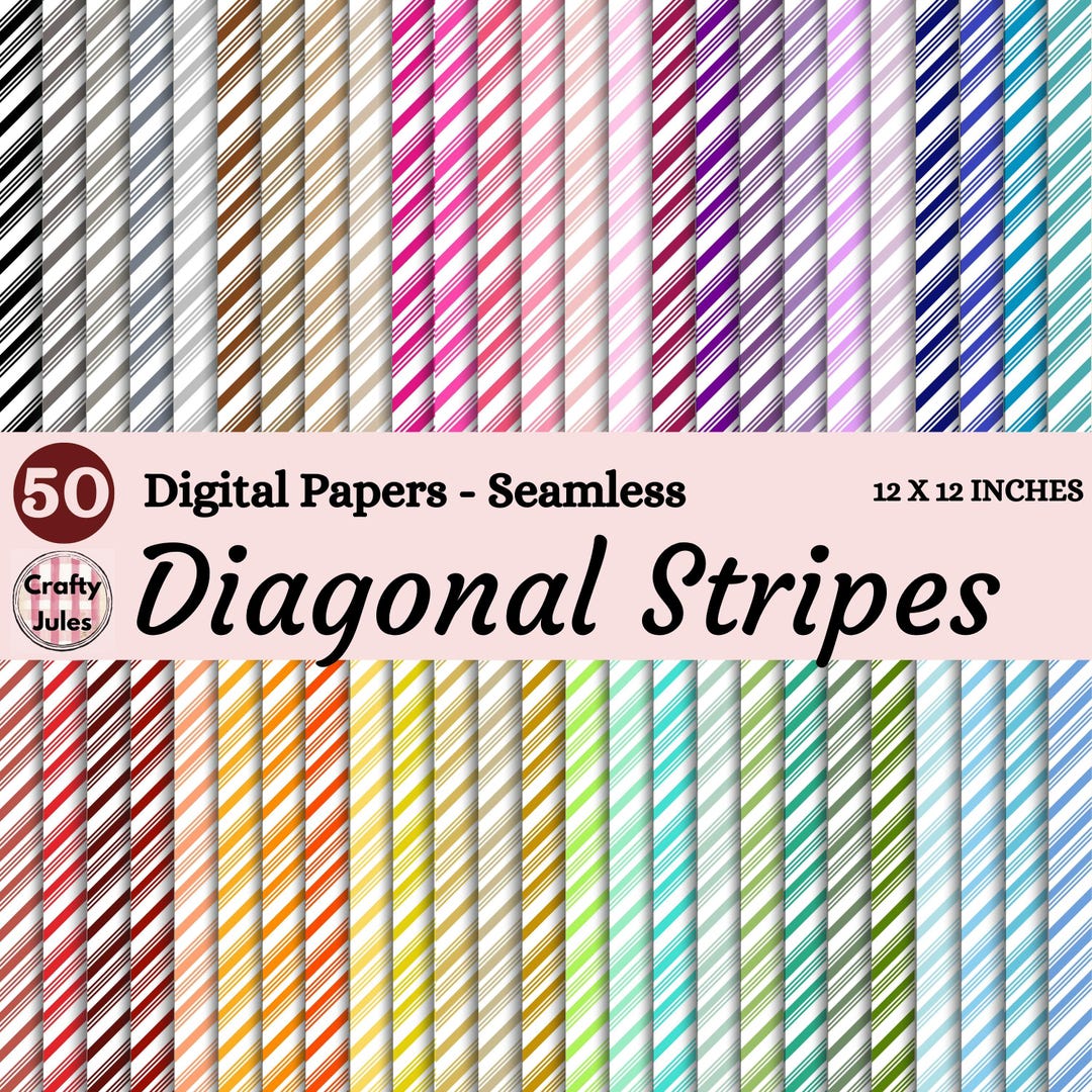 Diagonal Stripes Seamless Patterns, 50 Colours, Scrapbook, Craft Papers ...