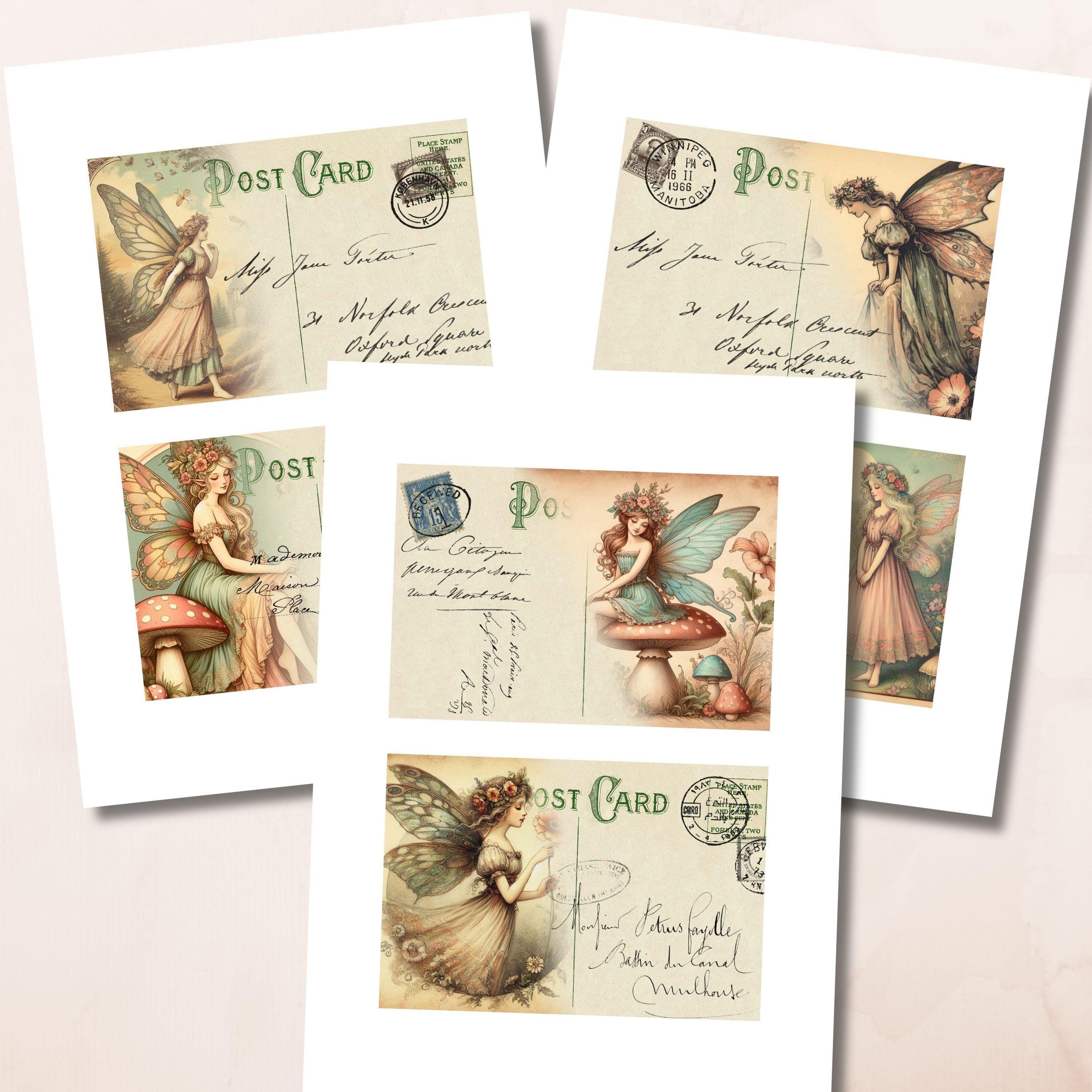 Fairy Postcards, 16 Printable Cards Plus Two Vintage Style Backs ...